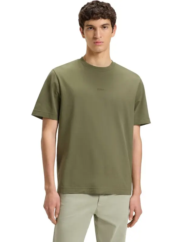 BOSS Stretch-cotton T-shirt With Contrast Logo - Light Green
