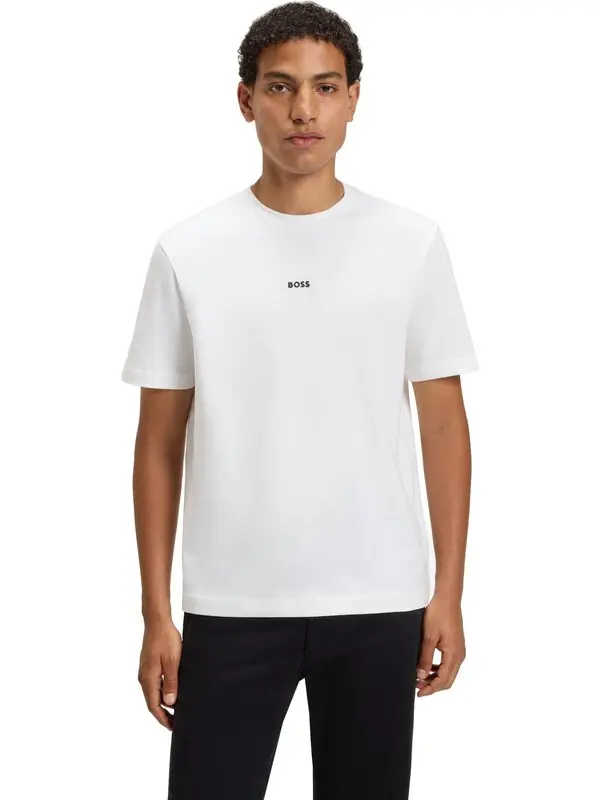 BOSS Stretch-cotton T-shirt With Contrast Logo - White