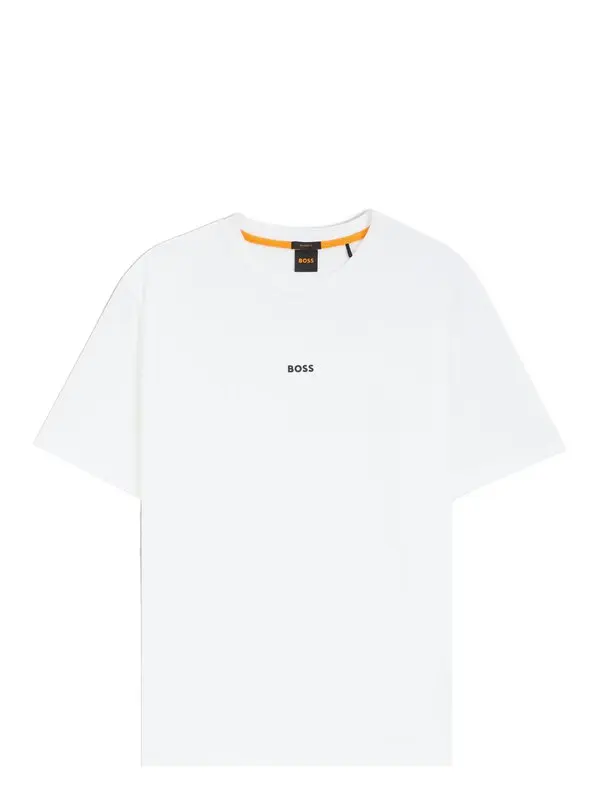 BOSS Stretch-cotton T-shirt With Contrast Logo - White