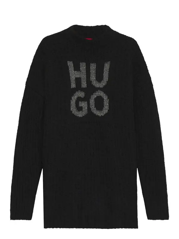 Hugo Knitted Sweater With Sparkling Logo - Black