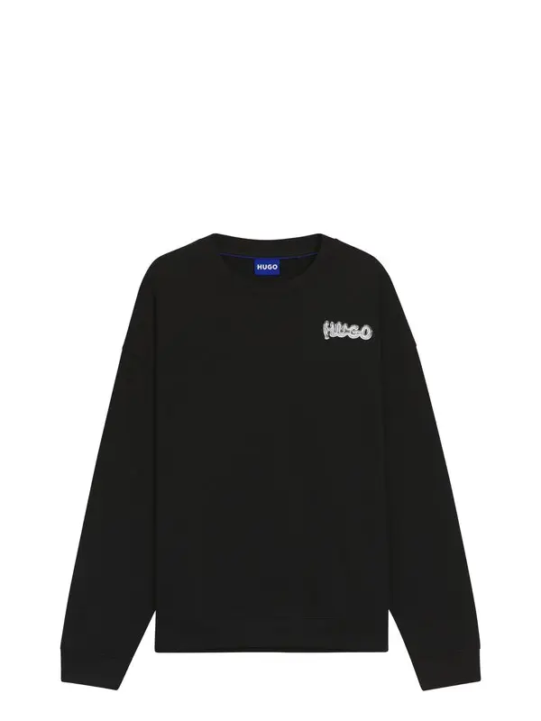 Hugo Logo-print Cotton-terry Sweatshirt - Black