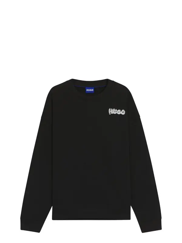 Hugo Logo-print Cotton-terry Sweatshirt - Black