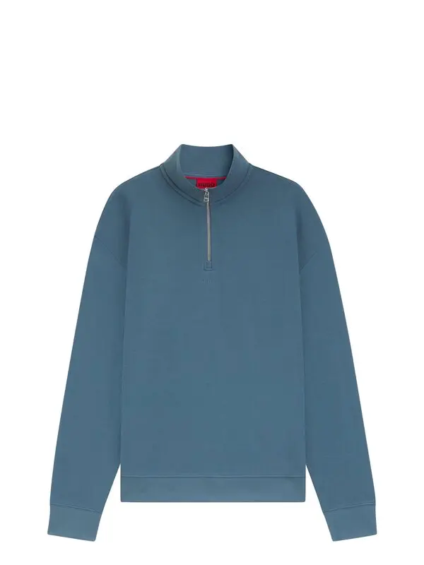 Hugo Logo-print Cotton-terry Sweatshirt - Light Blue