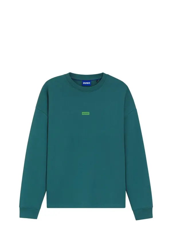 Hugo Logo-print Cotton-terry Sweatshirt - Turquoise