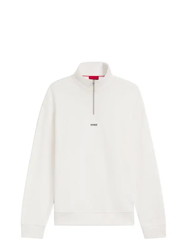Hugo Cotton Sweatshirt With Zipper Neck - White