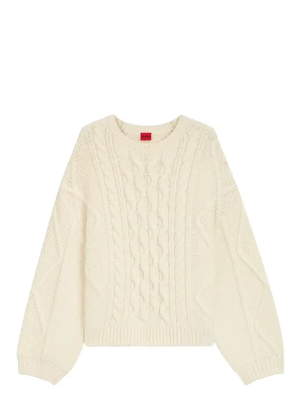 Hugo Oversized Cable-knit Sweater - White