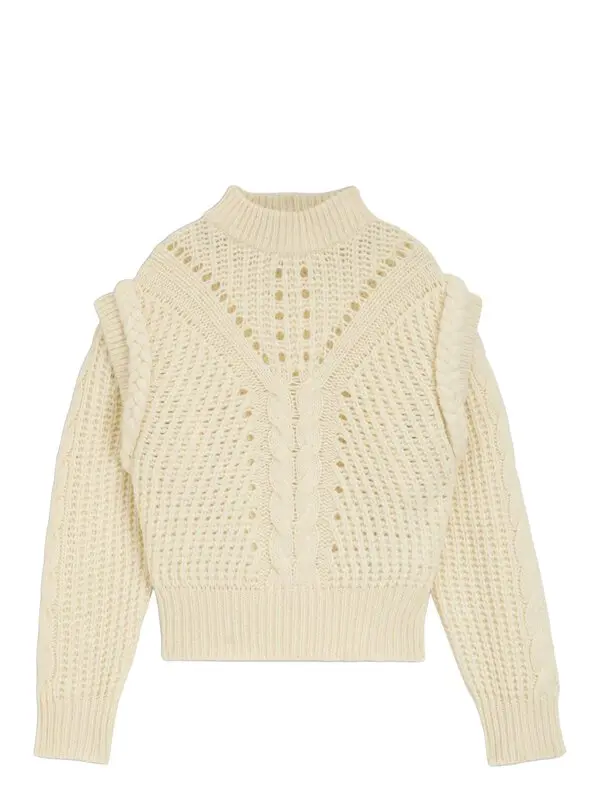 BOSS Italian-yarn Cable Knit Sweater - White
