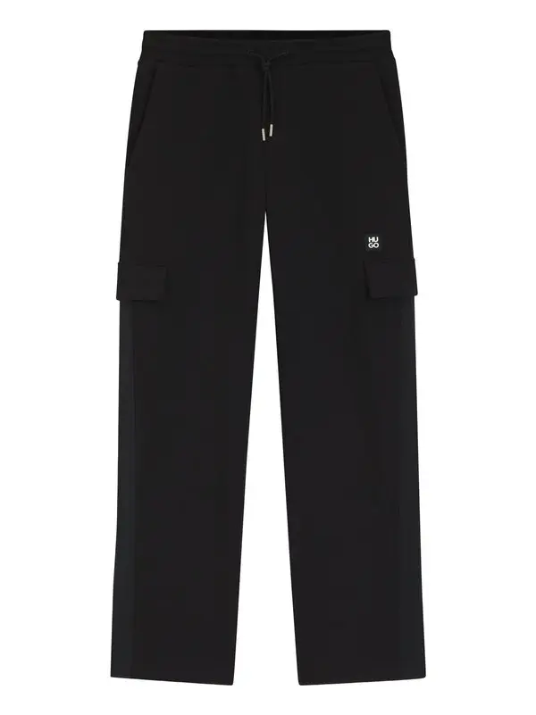 Hugo Geometric-tape Tracksuit Bottoms In A Cotton Blend - Black