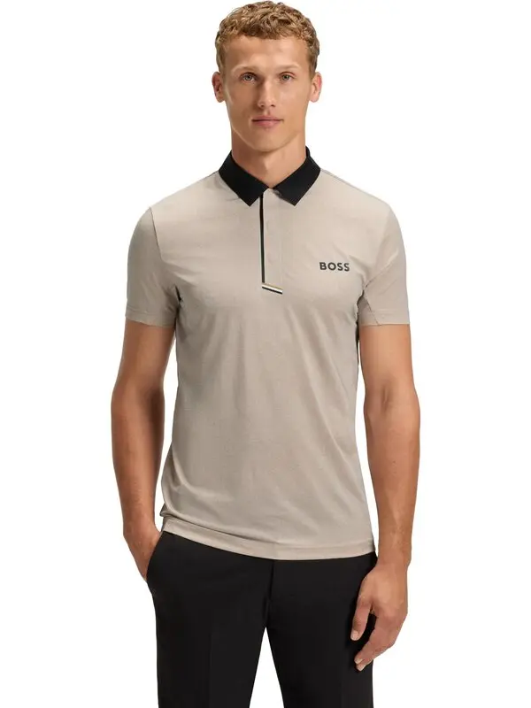 BOSS Paddy Polo Shirt In Quick-dry Stretch Jersey - Beige