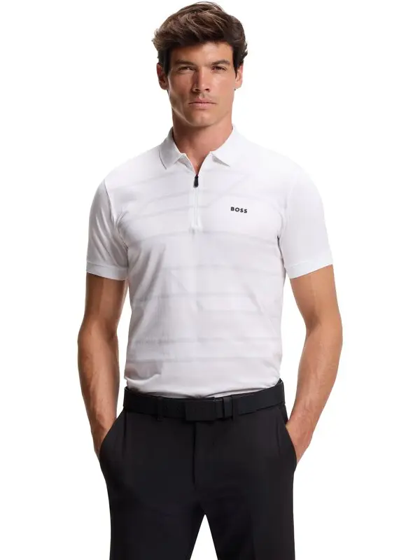 BOSS Printed-pattern Slim-fit Polo Shirt In Cotton Jersey - White