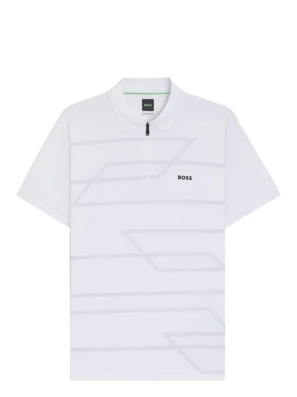 BOSS Printed-pattern Slim-fit Polo Shirt In Cotton Jersey - White