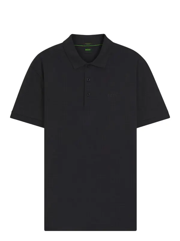 BOSS Stretch-cotton Polo Shirt With All-over Print - Dark Blue