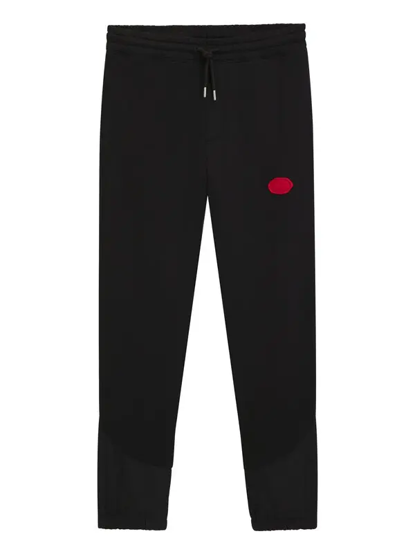 Hugo Cotton-blend Tracksuit Bottoms With Waxed-stamp Logo - Black