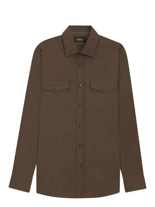BOSS Slim-fit Shirt In An Italian-made Cotton Blend - Light Green