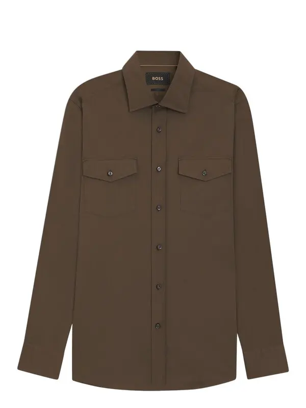 BOSS Slim-fit Shirt In An Italian-made Cotton Blend - Light Green