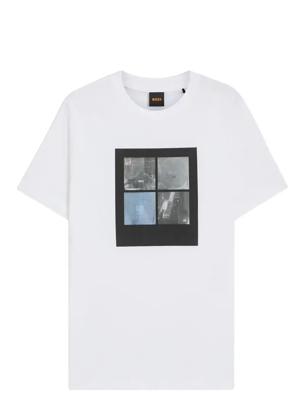BOSS Printed-artwork T-shirt In Cotton Jersey - White