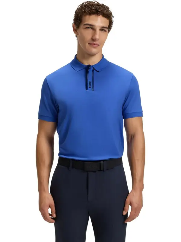 BOSS Paddy Polo Shirt With Logo Placket - Blue