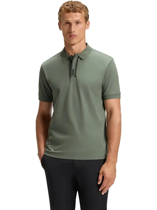 BOSS Paddy Polo Shirt With Logo Placket - Light Green