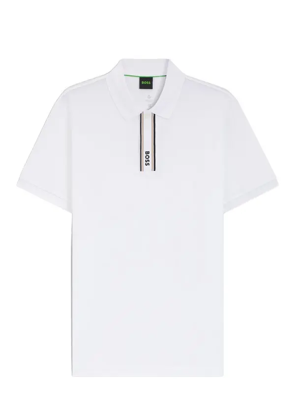 BOSS Paddy Polo Shirt With Logo Placket - White