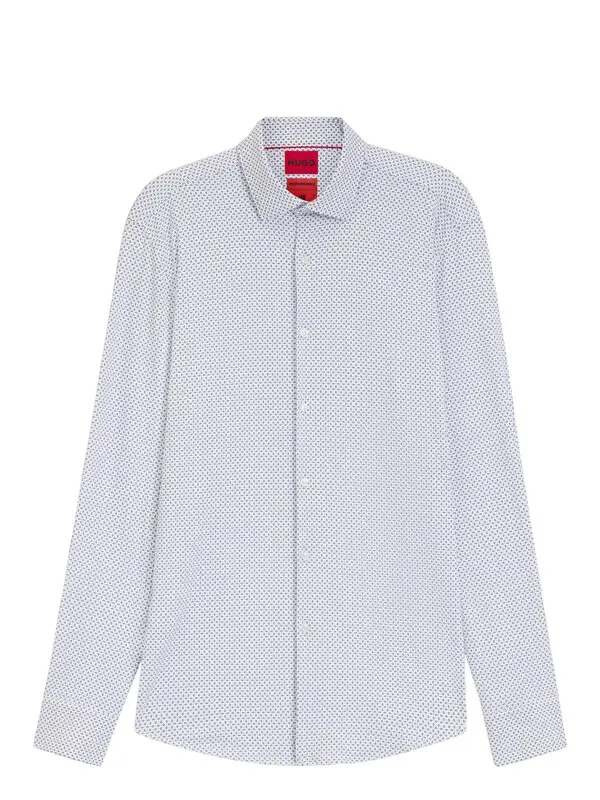 Hugo Printed Slim-fit Shirt In Stretch Jersey - White