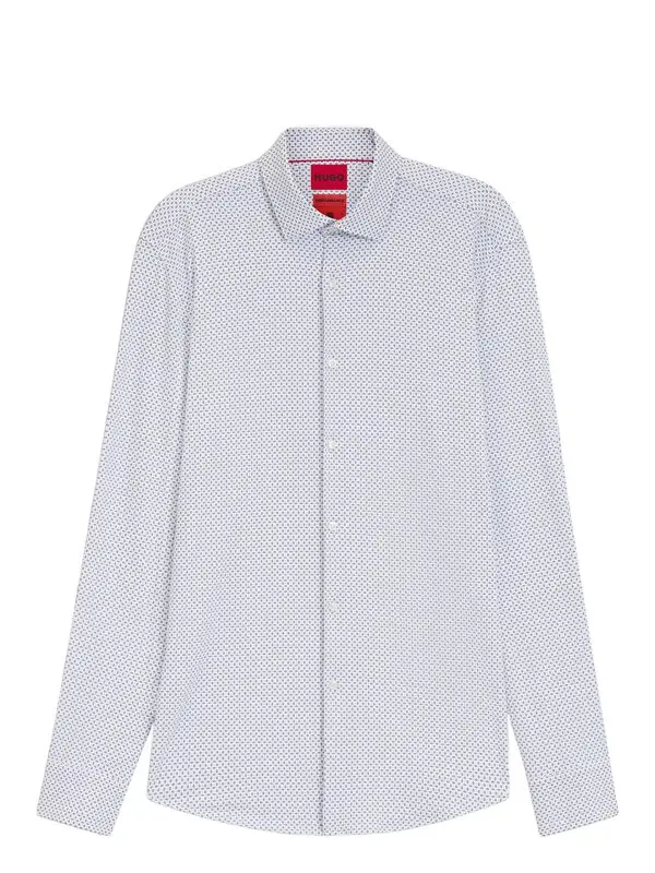 Hugo Printed Slim-fit Shirt In Stretch Jersey - White