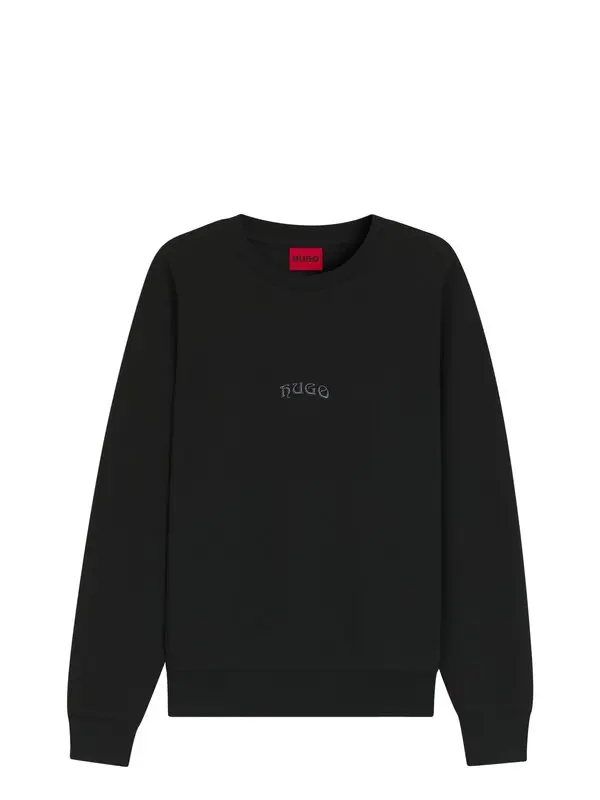 Hugo Cotton-blend Embroidered Logo Sweatshirt - Black