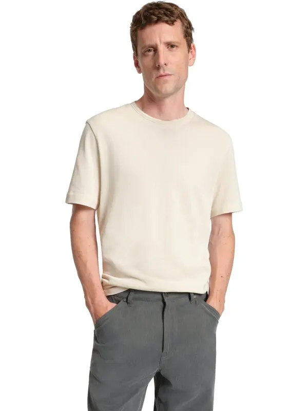 BOSS Cotton T-shirt With Herringbone Structure - Light Beige