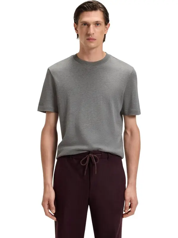 BOSS Herringbone-structure T-shirt In Cotton - Silver