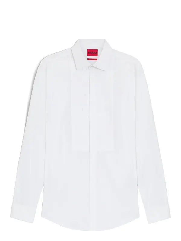 Hugo Easy-iron Slim-fit Evening Shirt In Cotton Poplin - White