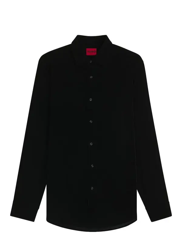 Hugo Slim-fit Shirt In Stretch Velvet - Black