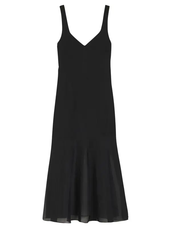 BOSS Satin Slip Dress With Organza Inserts - Black