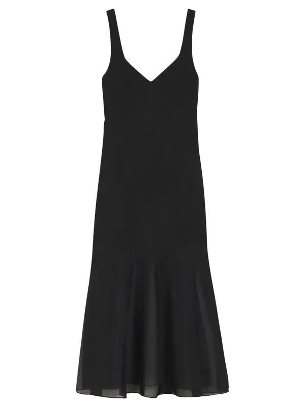 BOSS Satin Slip Dress With Organza Inserts - Black