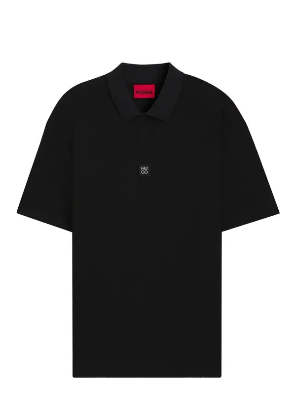 Hugo Jacquard-pattern Polo Shirt In A Relaxed Fit - Black