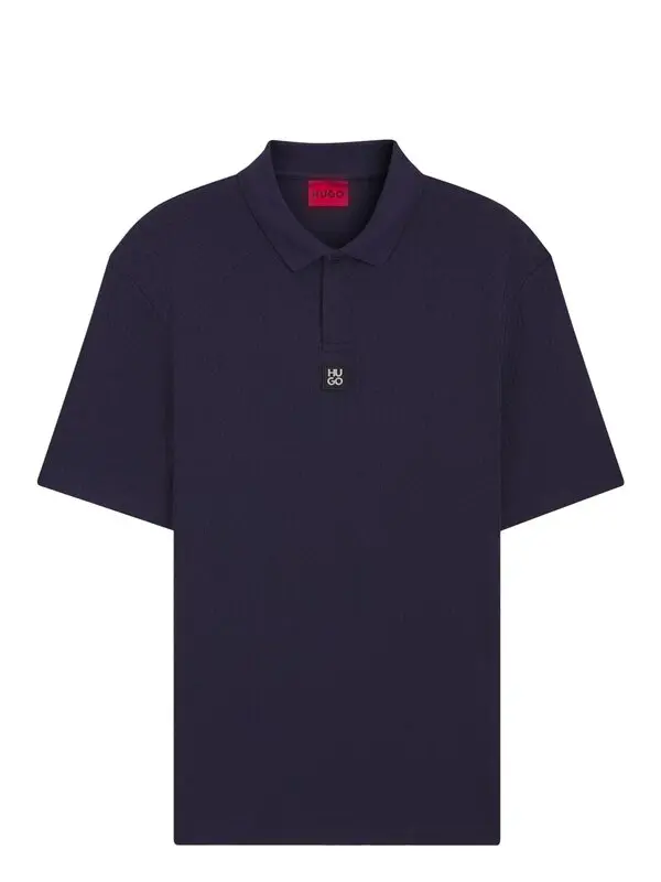 Hugo Jacquard-pattern Polo Shirt In A Relaxed Fit - Dark Blue
