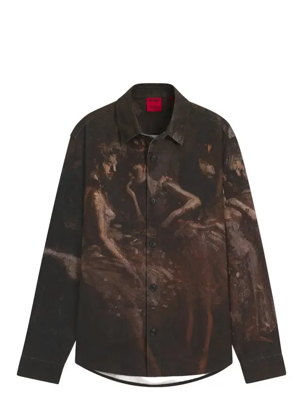 Hugo Oversized-fit Shirt With Ballerina Print - Patterned