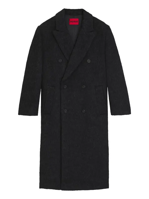 Hugo Relaxed Fit Double-breasted Coat - Black