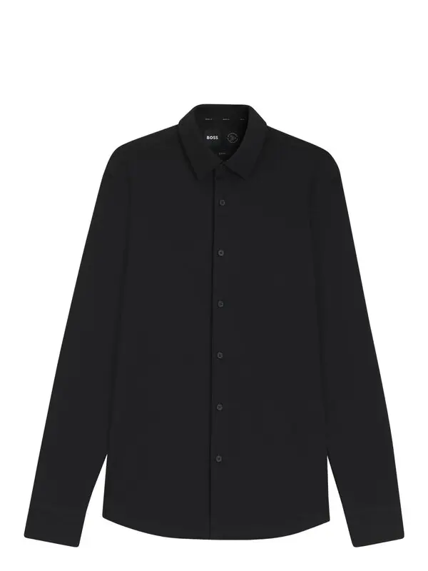 BOSS Performance-stretch Slim-fit Shirt In A Cotton Blend - Black