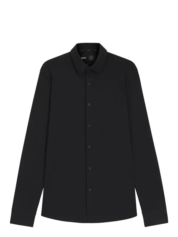 BOSS Performance-stretch Slim-fit Shirt In A Cotton Blend - Black