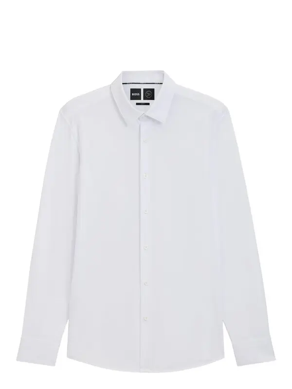BOSS Performance-stretch Slim-fit Shirt In A Cotton Blend - White