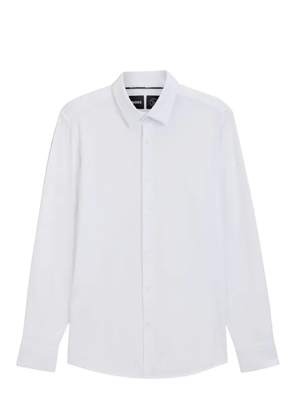 BOSS Performance-stretch Slim-fit Shirt In A Cotton Blend - White