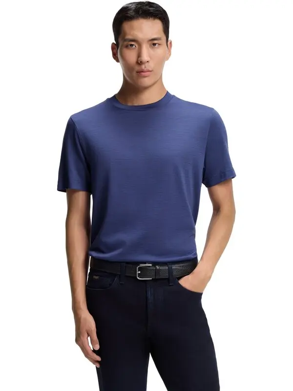 BOSS Silk-wool T-shirt In A Regular Fit - Light Blue