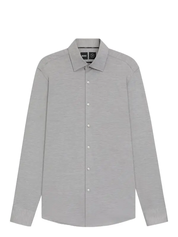 BOSS Slim-fit Shirt In Brushed Performance-stretch Flannel - Silver