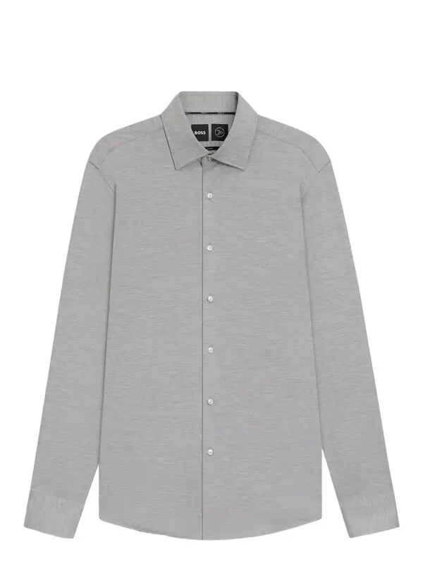 BOSS Slim-fit Shirt In Brushed Performance-stretch Flannel - Silver