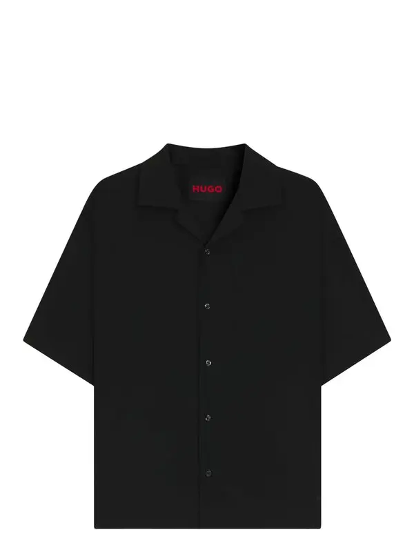 Hugo Oversized-fit Shirt In Wool-blend Twill - Black