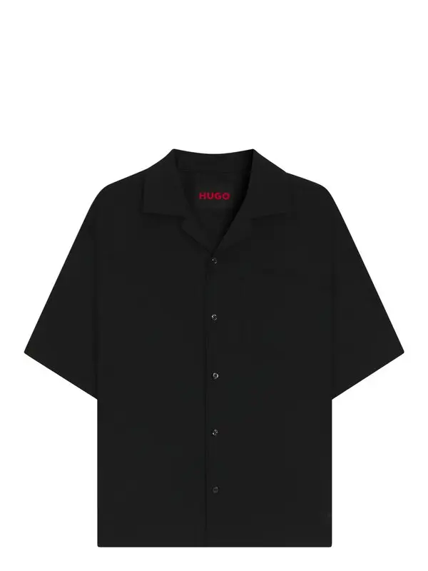 Hugo Oversized-fit Shirt In Wool-blend Twill - Black