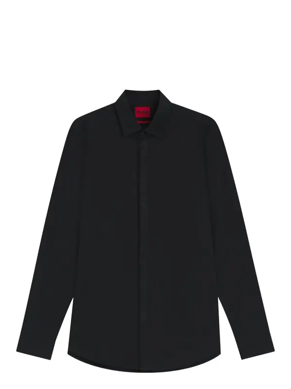Hugo Easy-iron Slim-fit Shirt In Cotton Poplin - Black