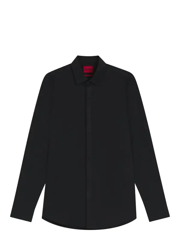 Hugo Easy-iron Slim-fit Shirt In Cotton Poplin - Black