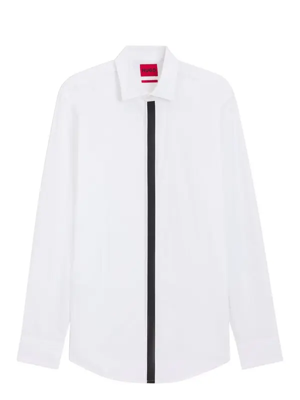 Hugo Easy-iron Slim-fit Shirt In Cotton Poplin - White