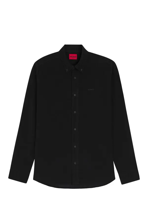 Hugo Relaxed-fit Shirt In Cotton Corduroy - Black
