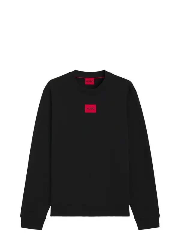 Hugo Cotton-terry Sweatshirt With Logo Label - Black